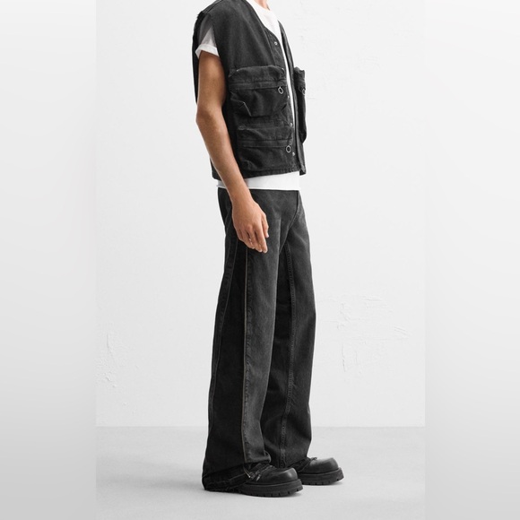Zara | Jeans | Zara Denim Side Flares Zipped Men Pop Jeans | Poshmark